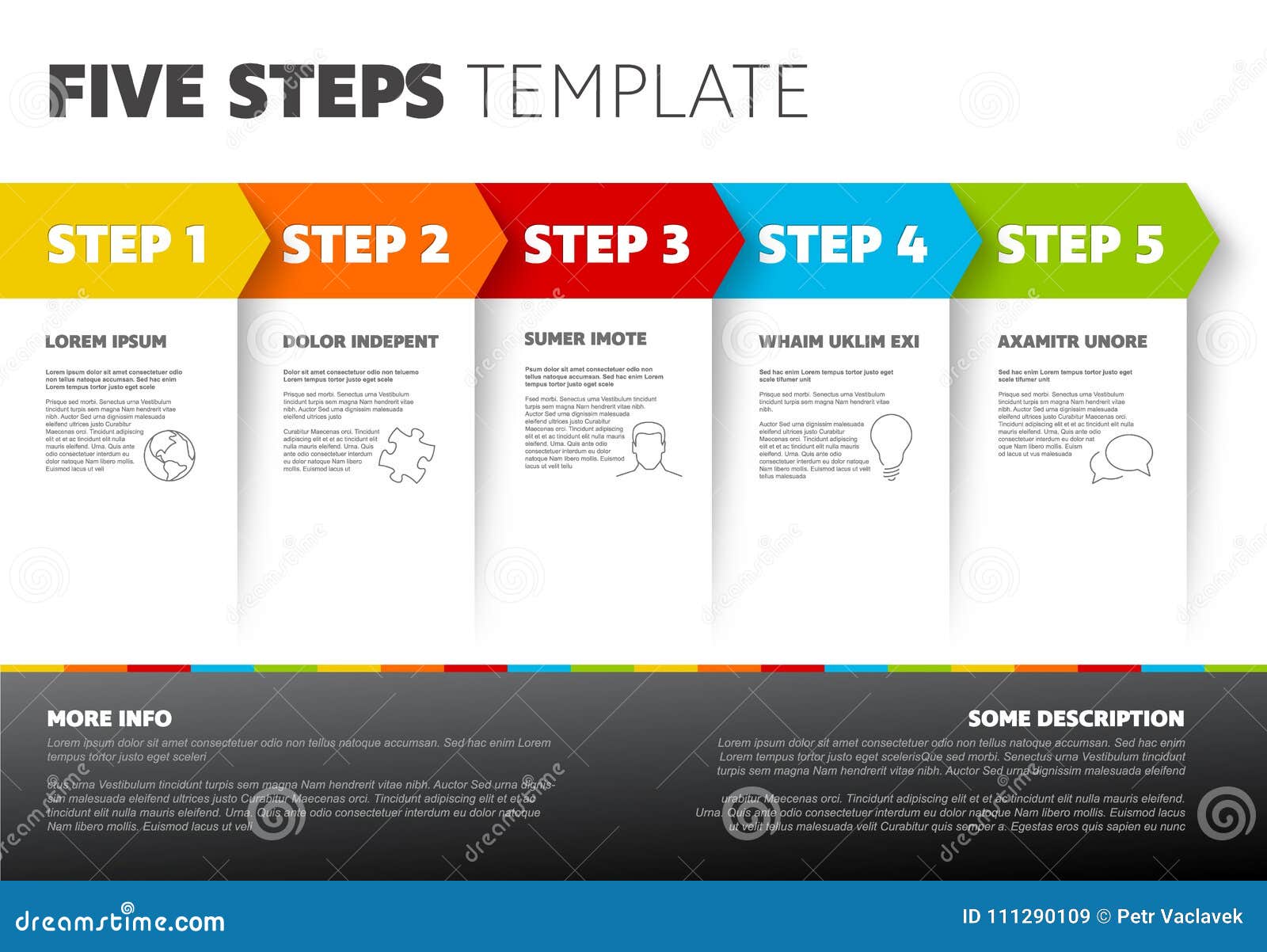 Progress Five Steps Infographic Template Vector Illustration ...