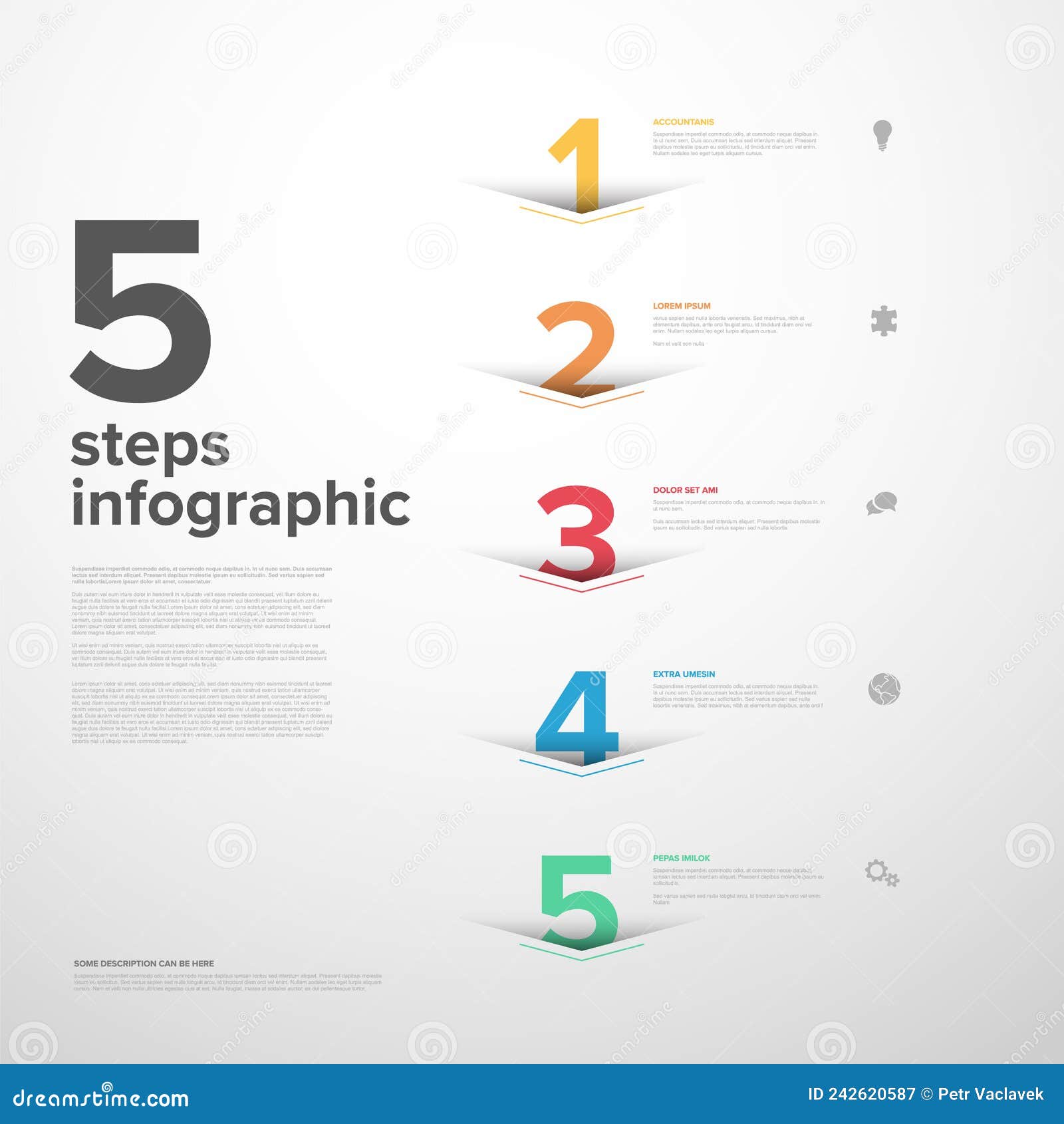 Vector Progress Five Vertical Steps Template Stock Vector ...