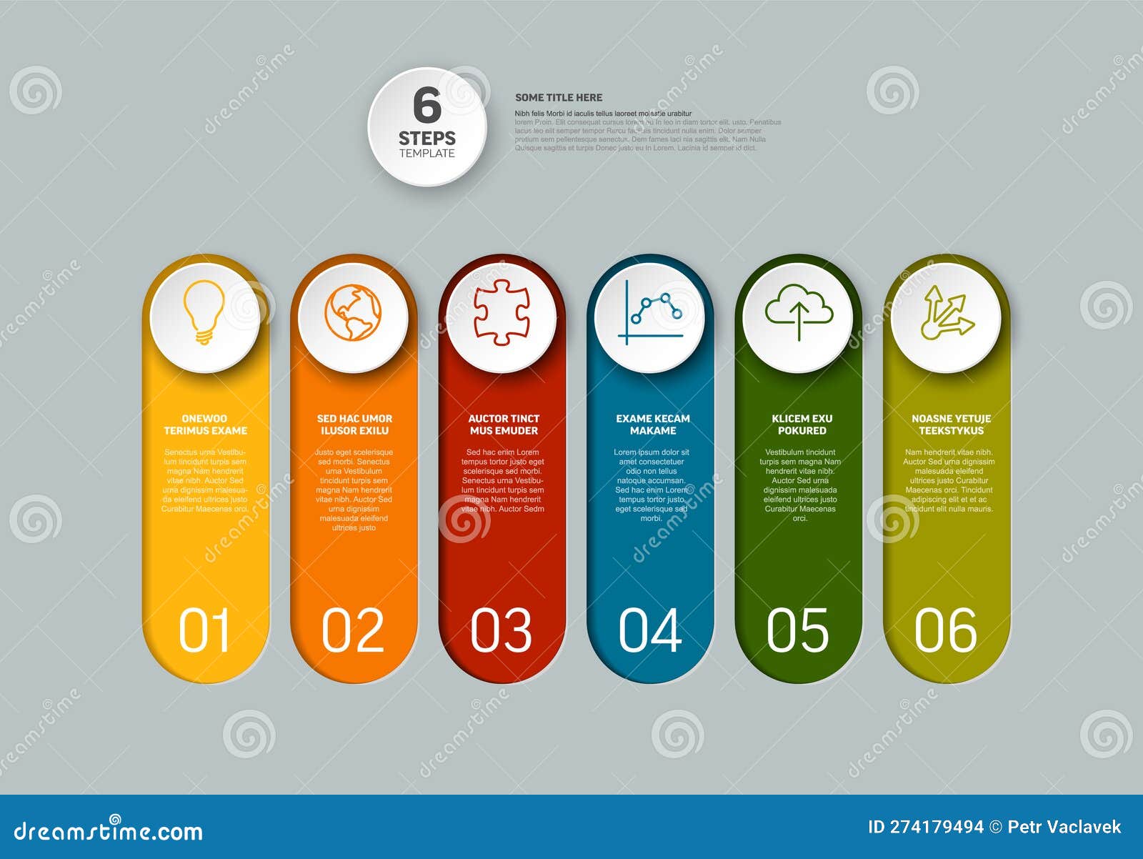 Vector Progress Infographic with Six Color Steps and Icons Stock Vector ...