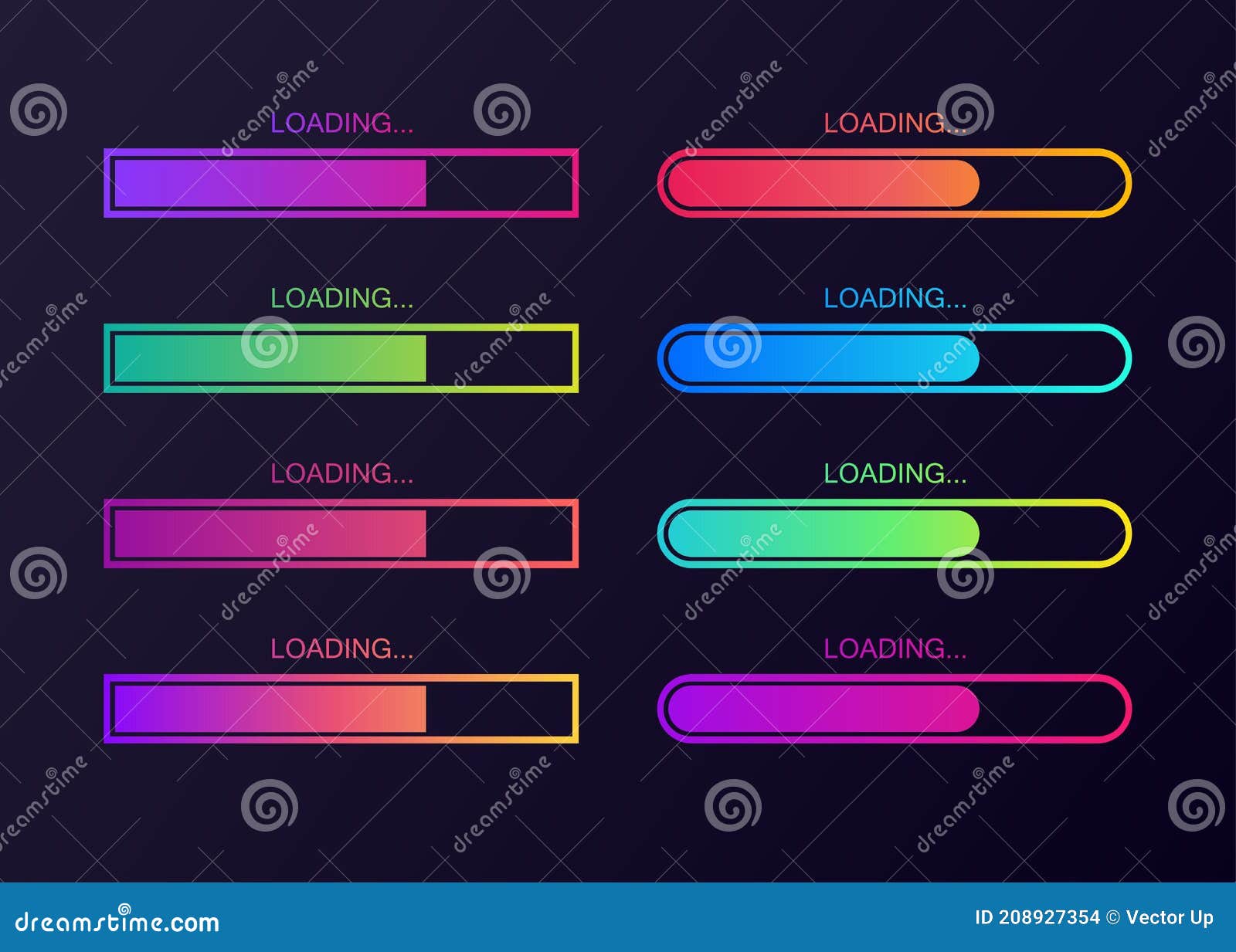 Vector Progress Loading Bar Set. Process Indicator. Stock Vector - Illustration of symbol ...