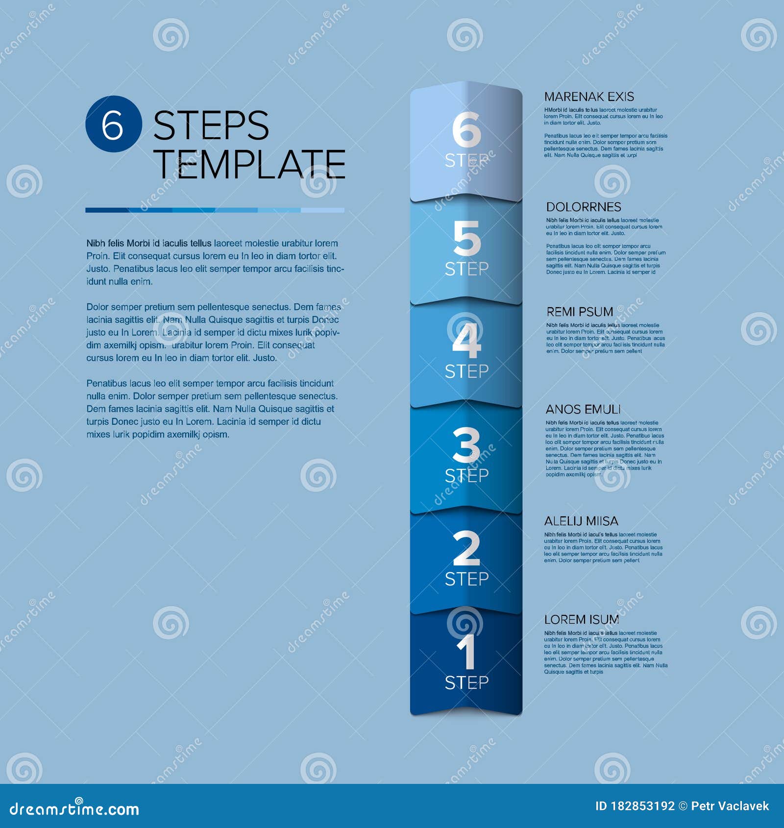Vector Progress Six Steps Template Stock Vector - Illustration of ...