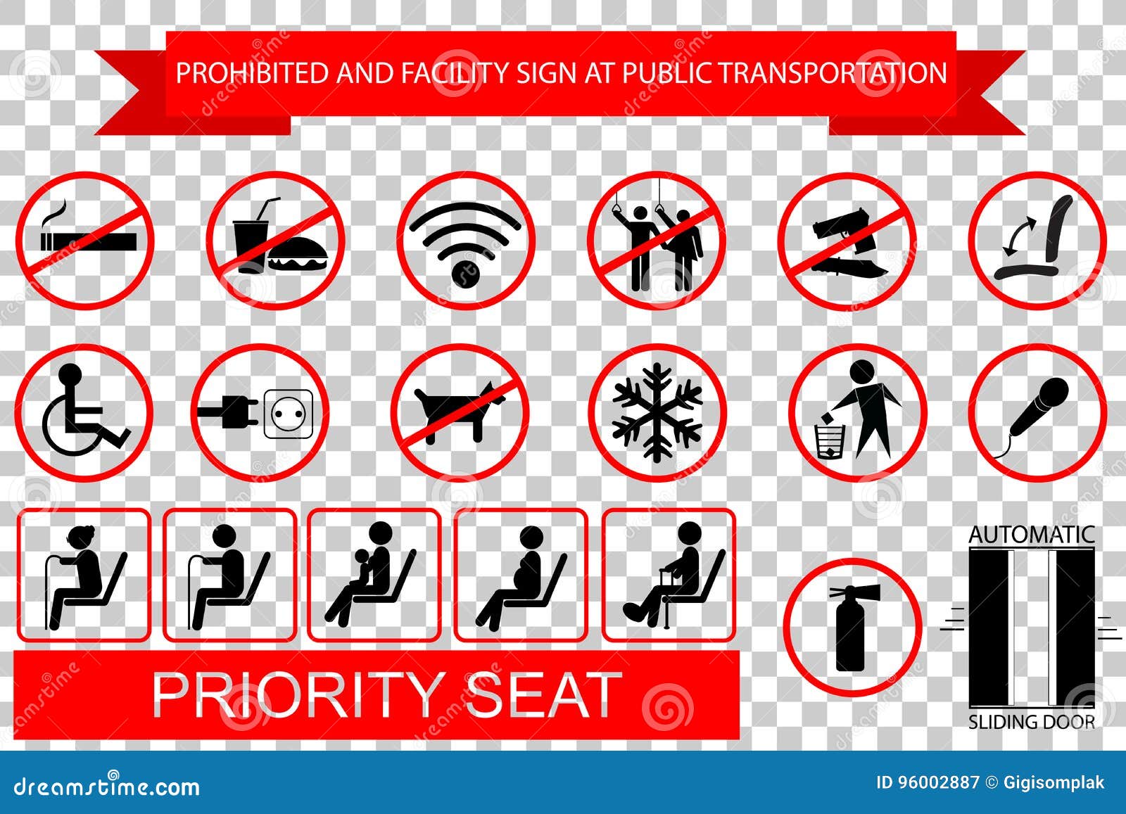 Prohibited Sign And Instruction At Public Transport At Transparent ...