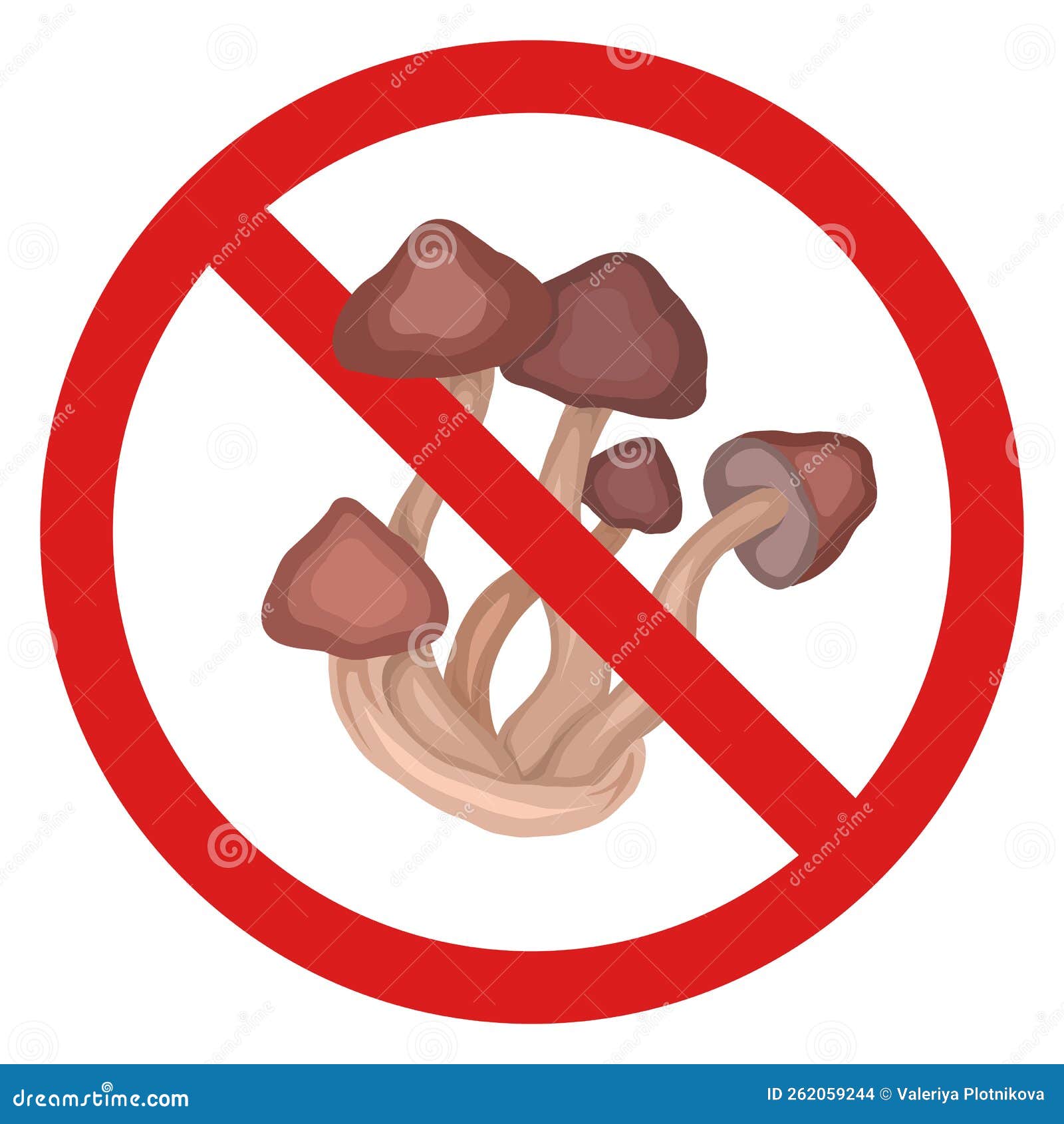 Vector Prohibition Sign With Poisonous Mushroom Russula In The Prohibition Sign Do Not Eat Or