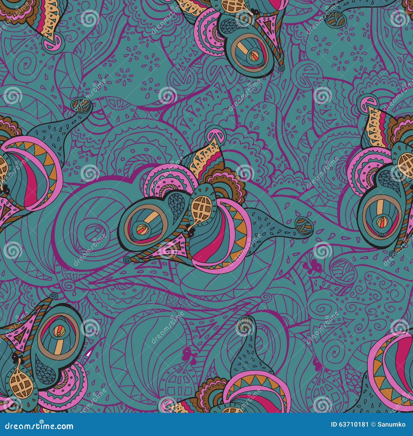 Vector psychedelic pattern stock vector. Illustration of print - 63710181