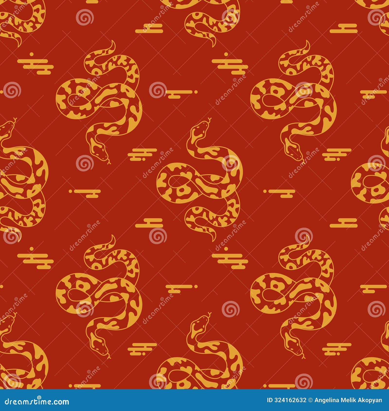 Vector Psychedelic Snake Illustration, Seamless Pattern. Retro ...