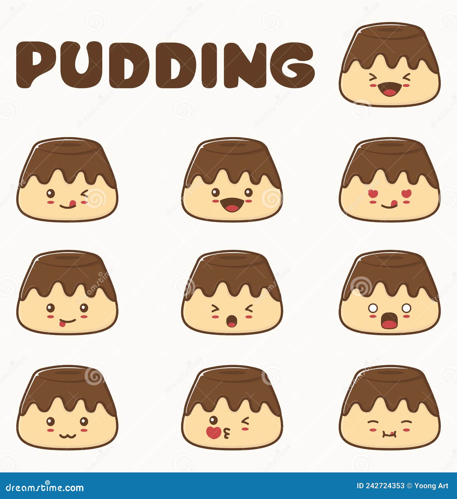 Vector Pudding with Different Facial Expressions Stock Vector ...