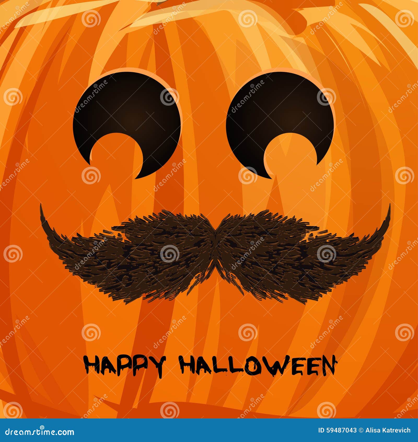 Vector Pumpkin Portrait With Mustache For Stock Vector - Illustration ...