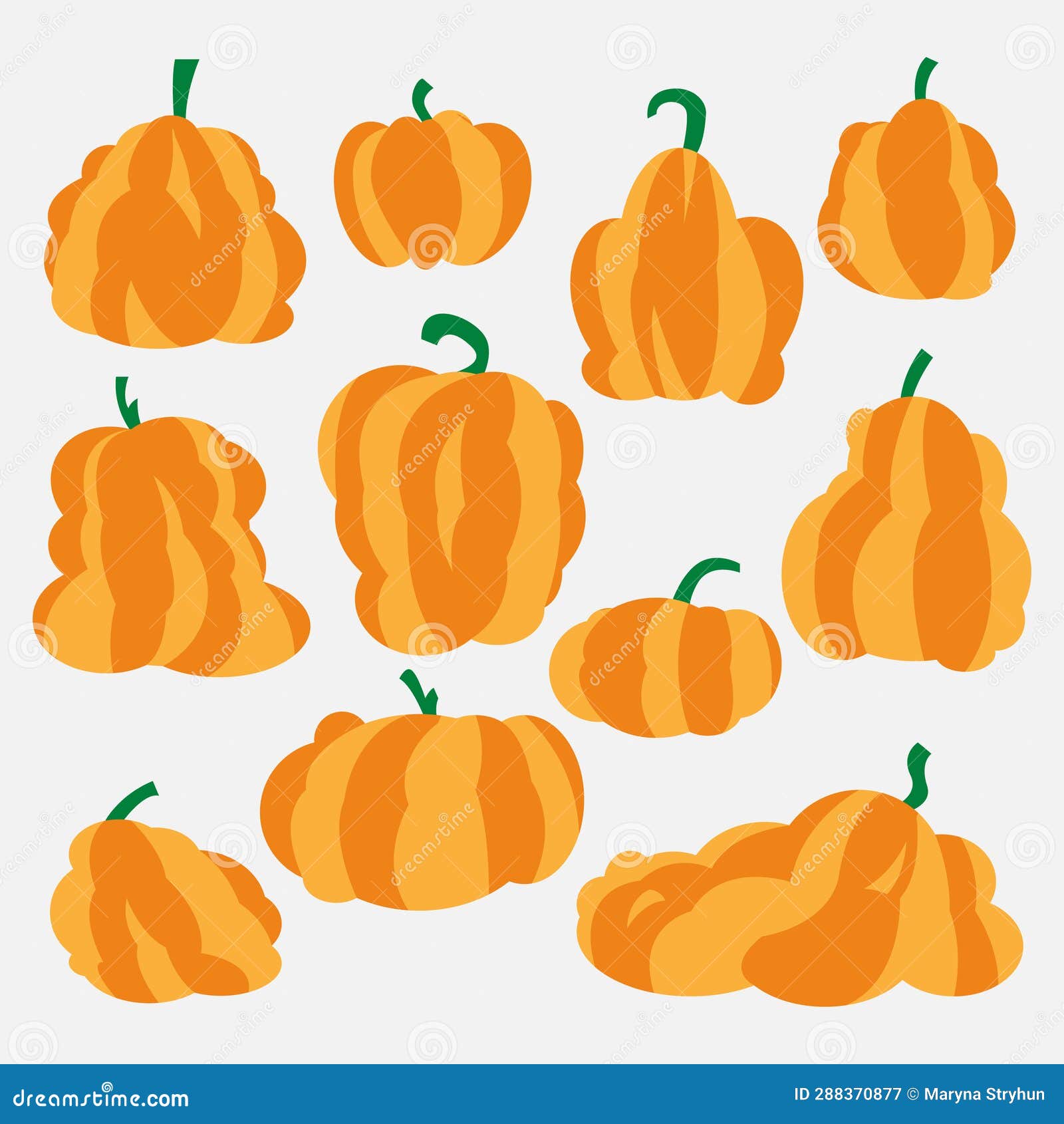 Vector Pumpkins With Set Of Different Faces For Halloween Icon ...