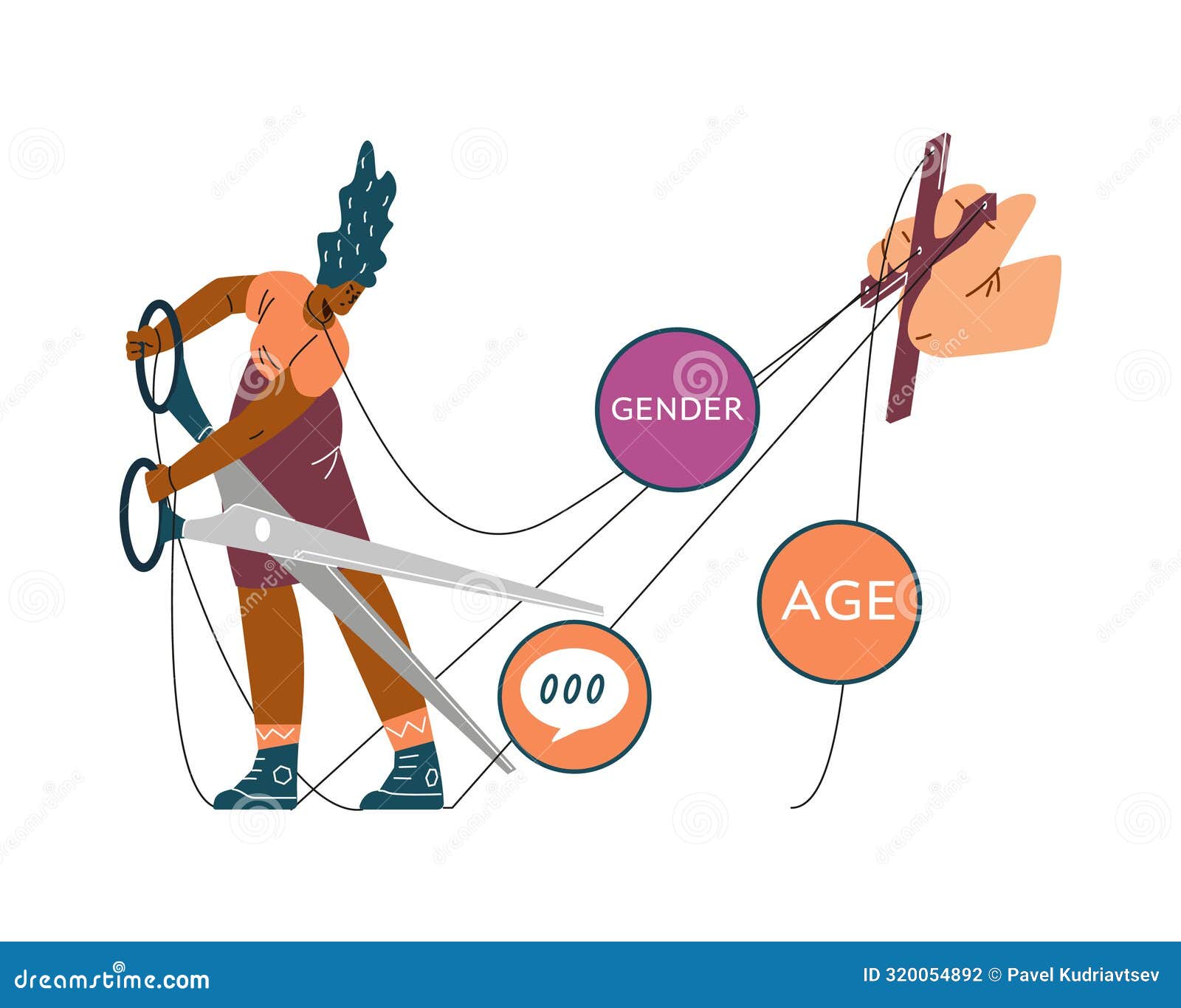 The Vector Puppet Gains Freedom, Breaks the Controlling Ties. Stock ...