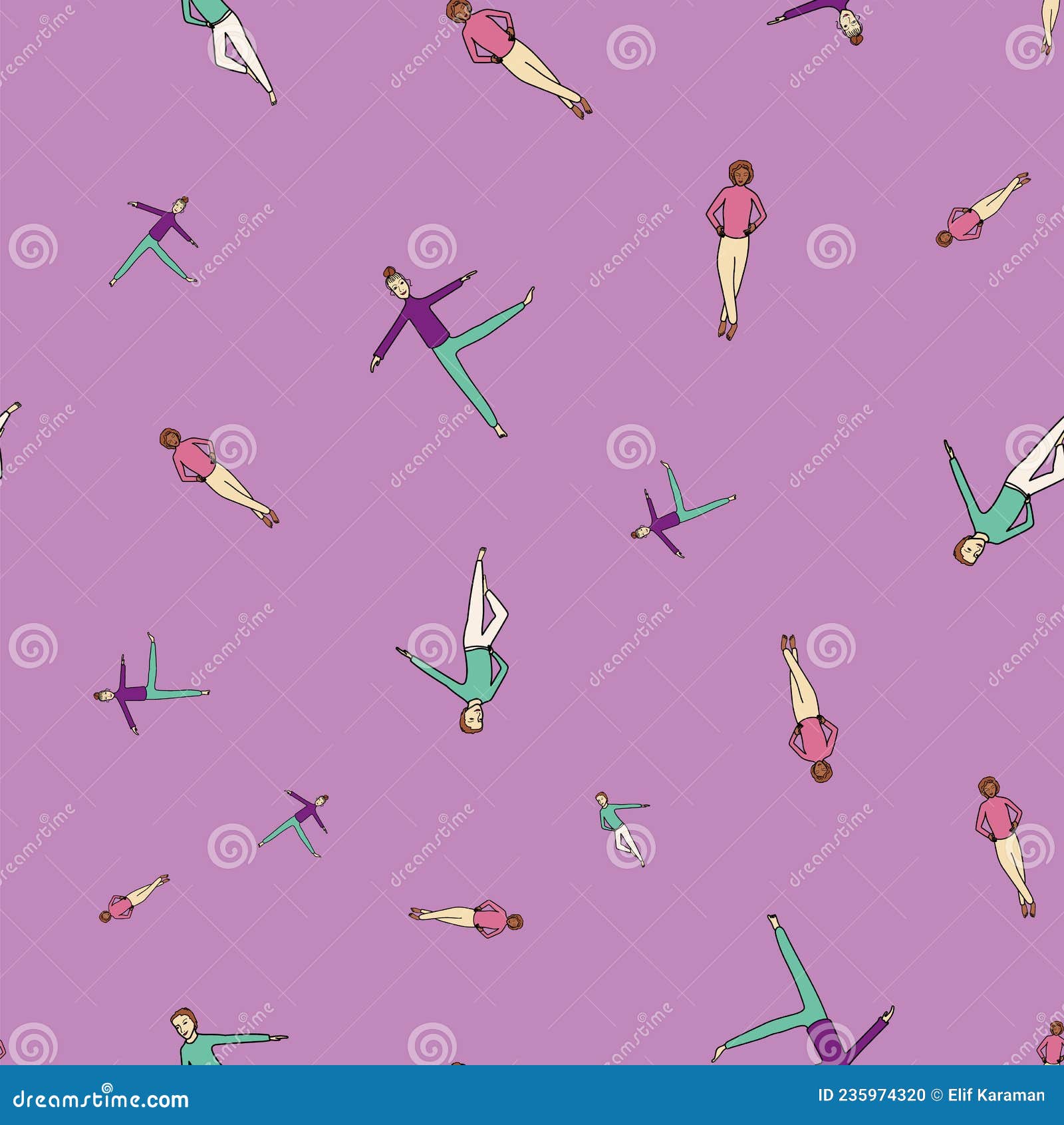 Vector Purple Ballet Men and Women Dancing Background Pattern Stock ...
