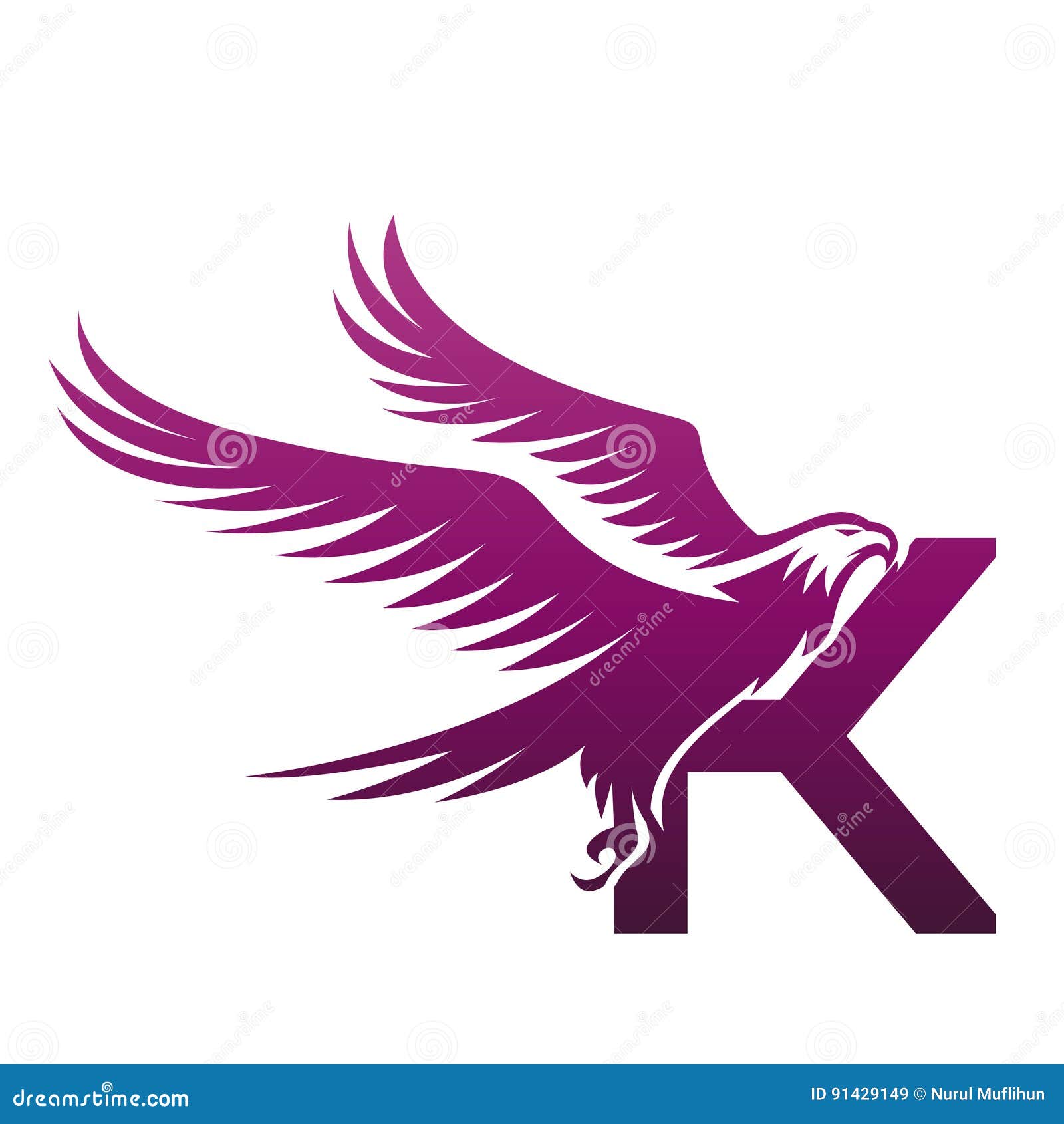 Vector Purple Brave Hawk Initial K Logo Stock Vector - Illustration of ...