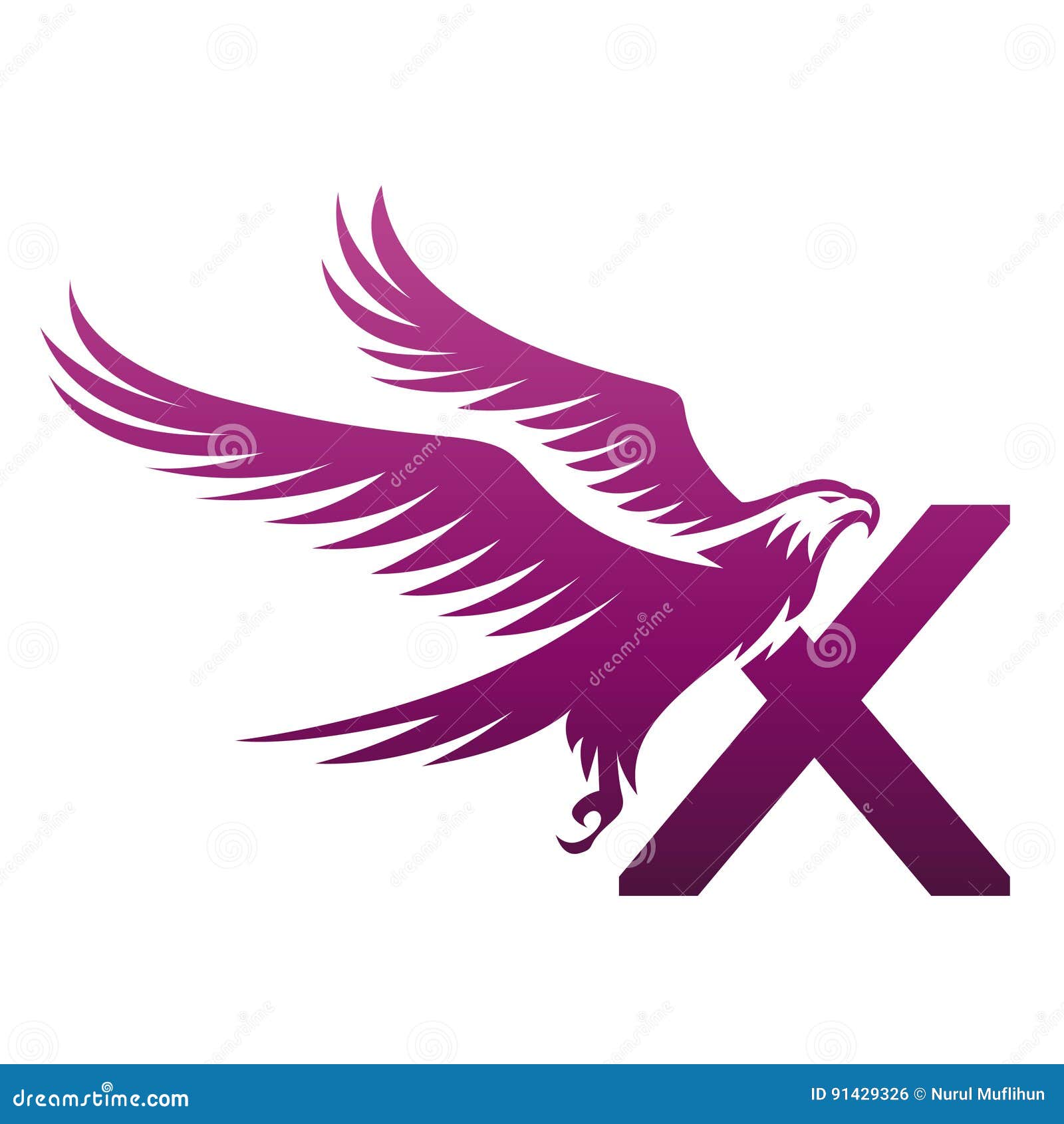 Vector Purple Brave Hawk Initial X Logo Stock Illustration ...