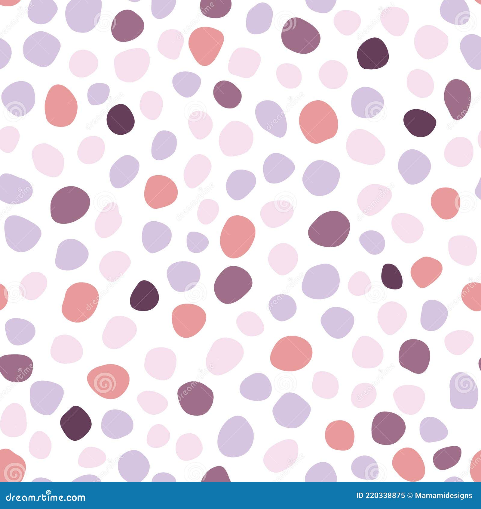 Vector Purple Doodle Dots Seamless Pattern. Hand Drawn Repeat ...