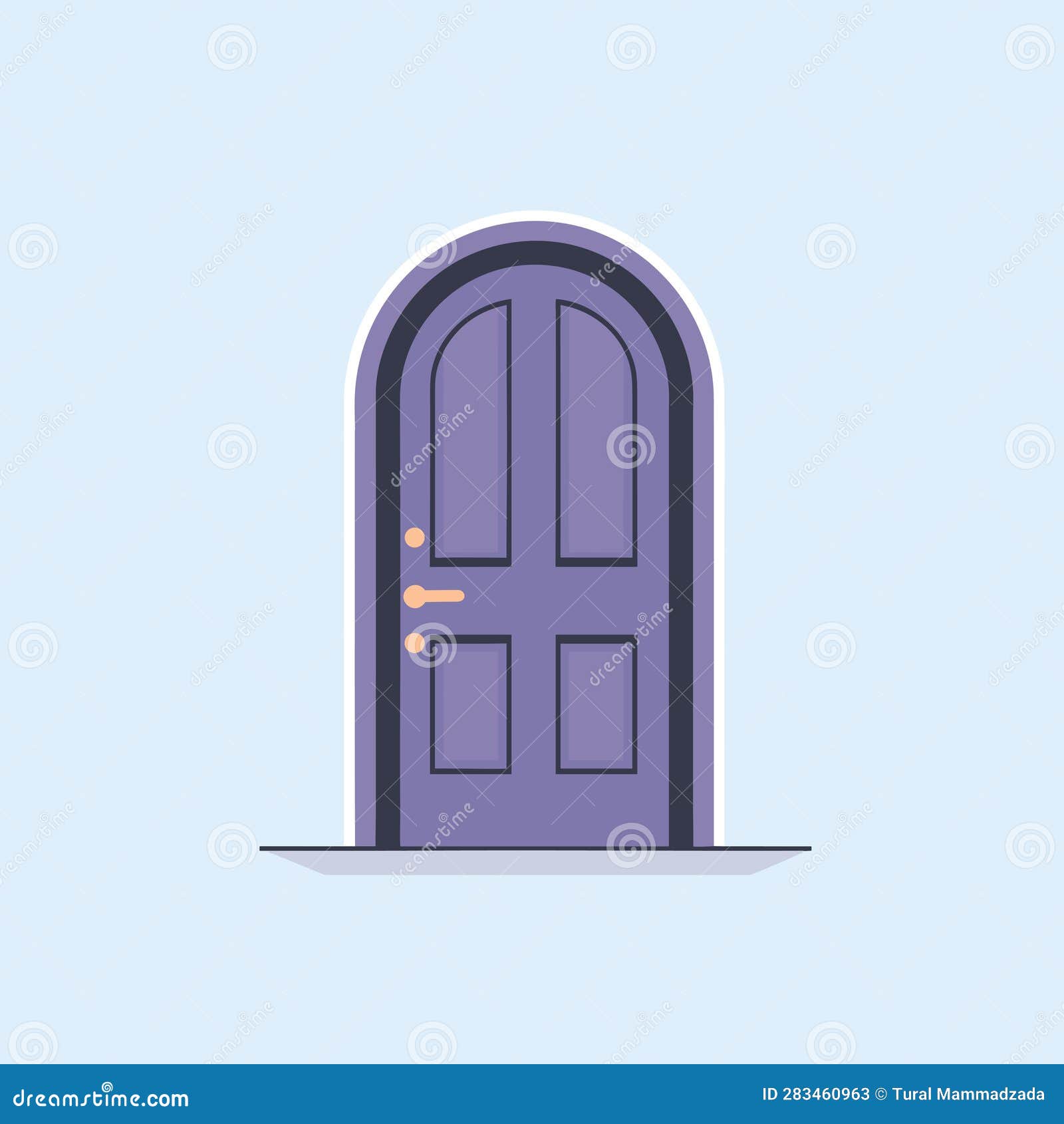 Vector of a Purple Door with a Light Blue Background Icon Stock Vector ...
