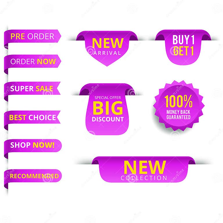 Vector Purple Labels Isolated on White Background Stock Vector ...