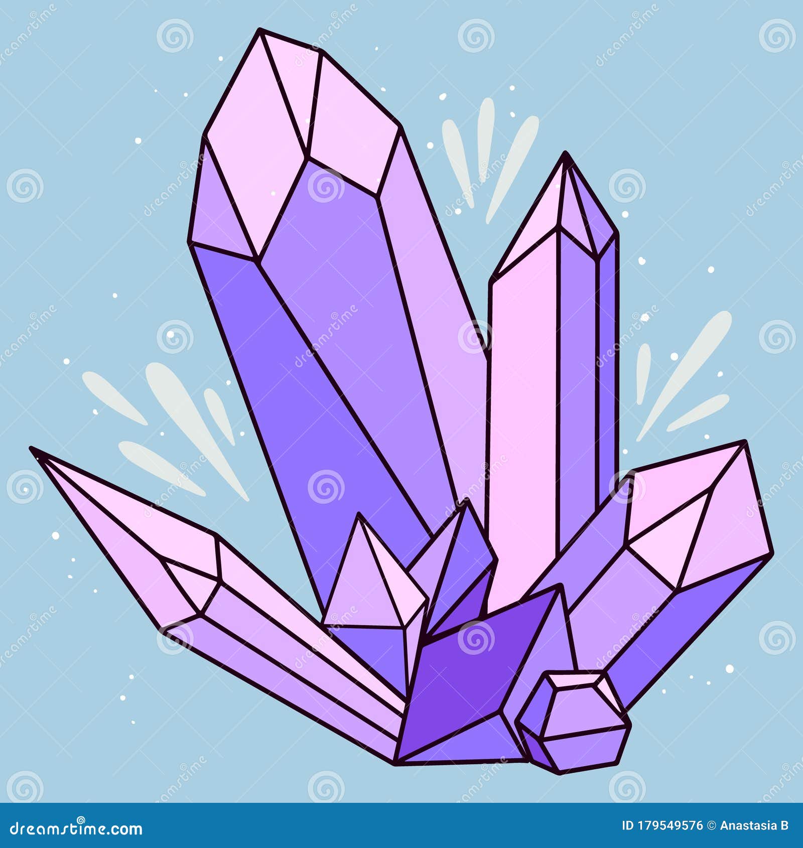 Vector Purple Magic Crystal. Natural Mineral, a Precious Stone Stock ...