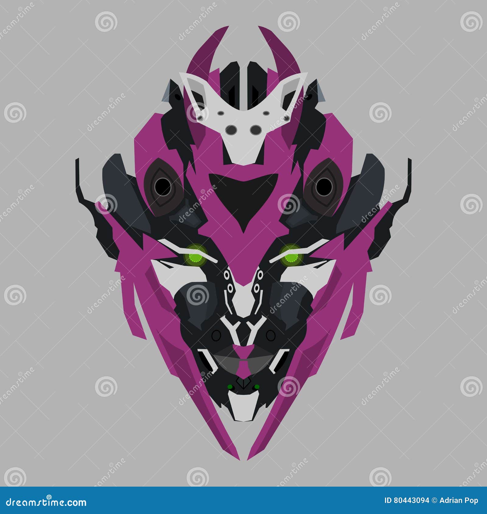 Vector purple robot head stock vector. Illustration of alien - 80443094