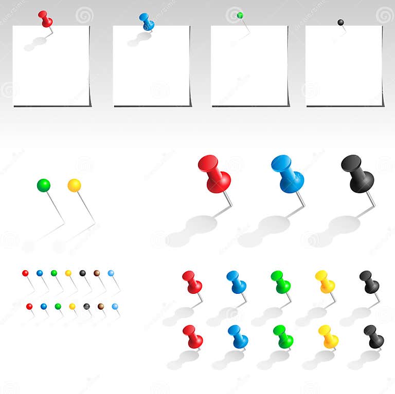 Vector push pin collection stock vector. Illustration of needle - 12594672