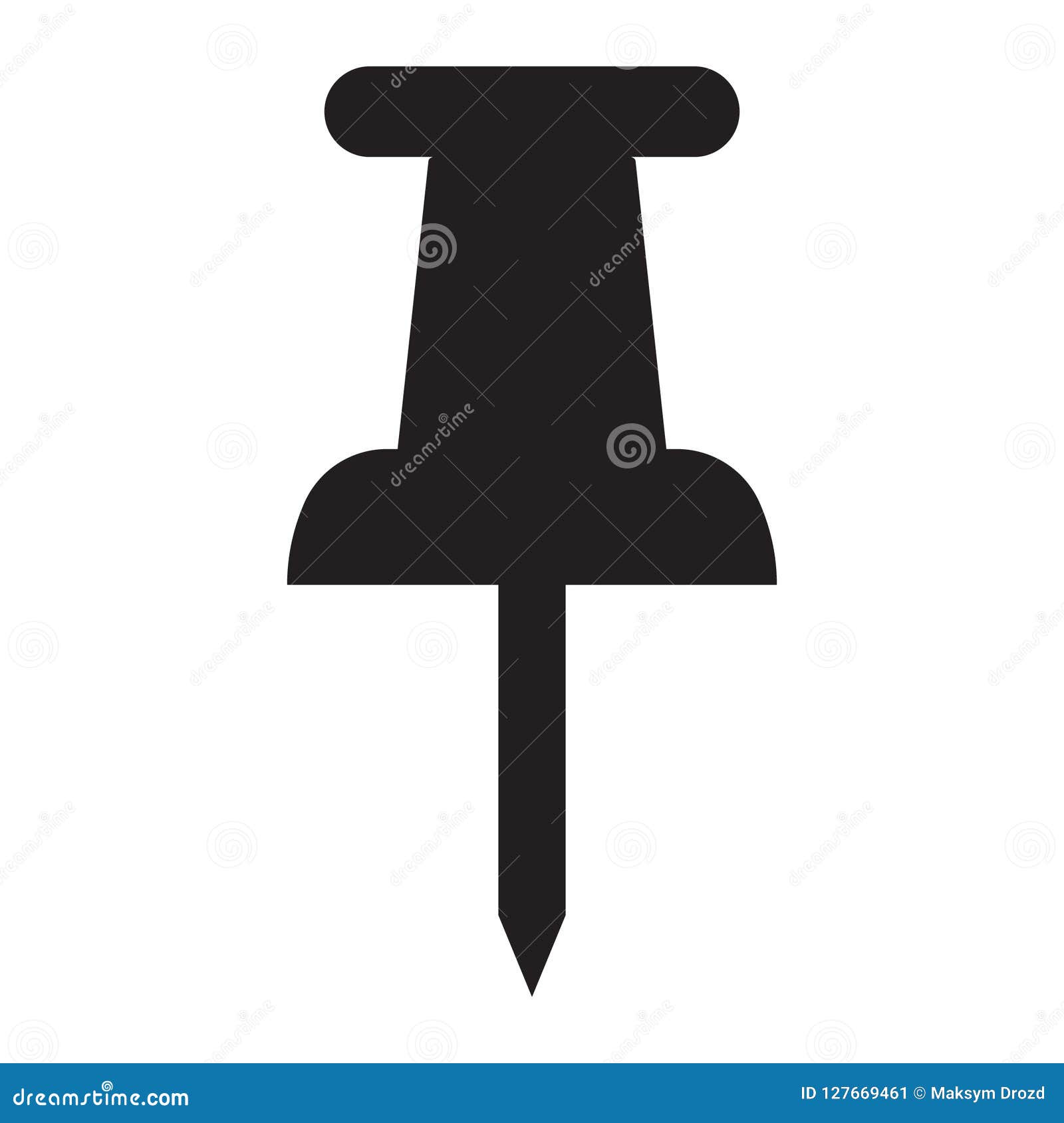 Vector Push Pin Icon, Silhouette On White Background | CartoonDealer ...