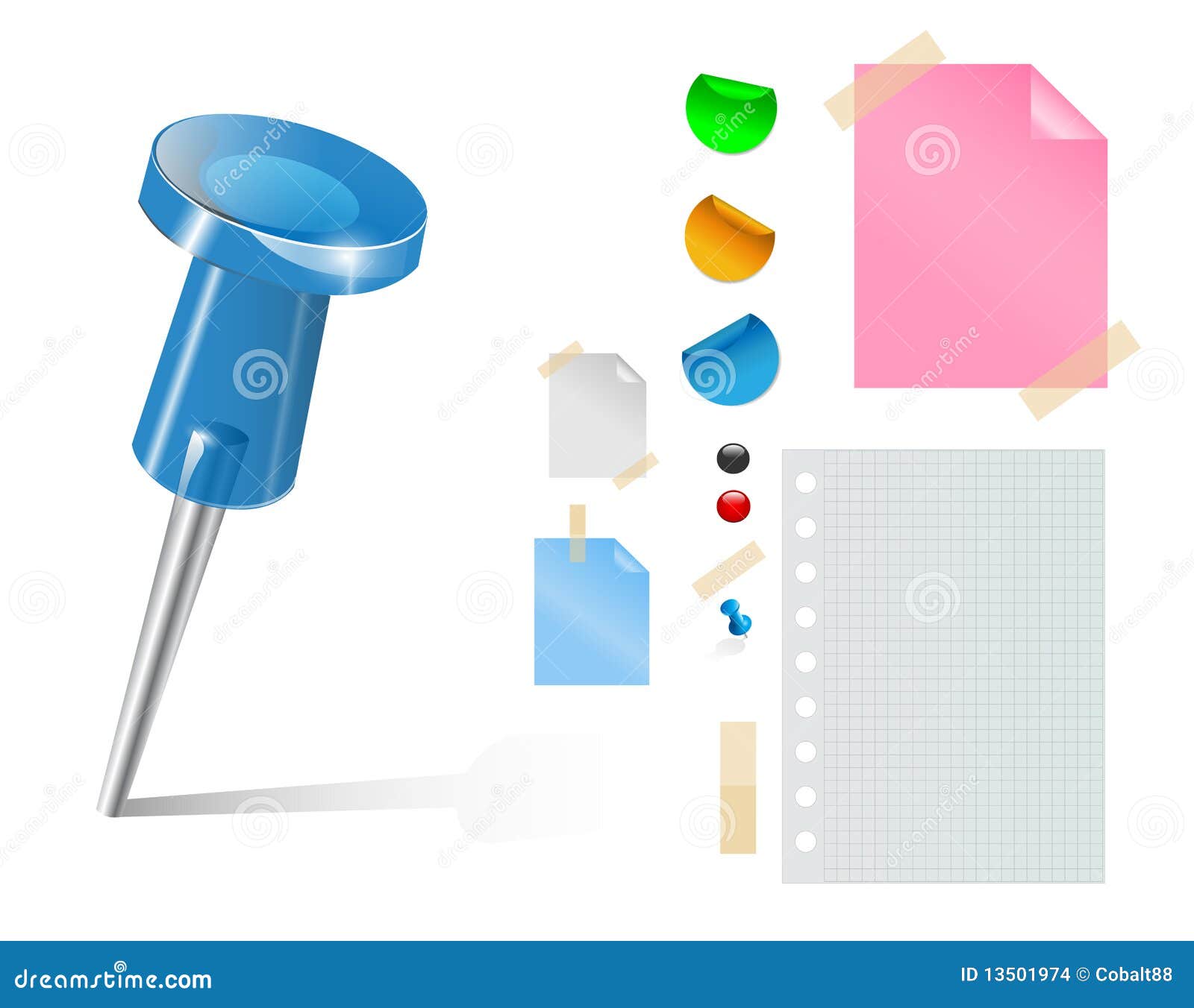 Vector Push Pin and Stickers Stock Vector - Illustration of assorted ...