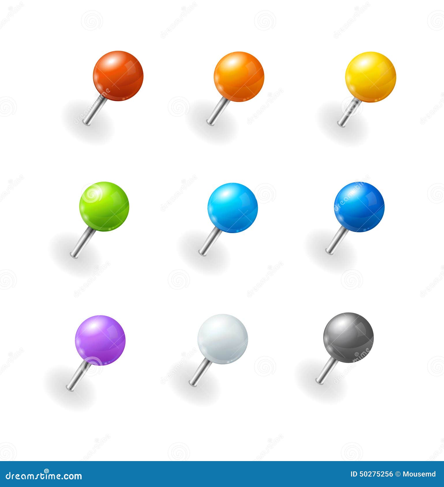 Vector pushpins set stock vector. Illustration of design - 50275256