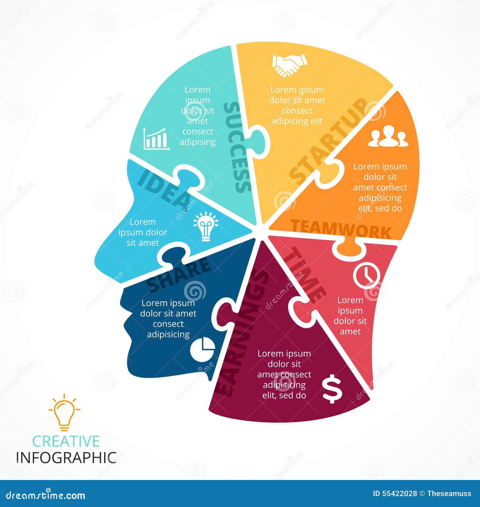 Vector Puzzle Human Face Infographic. Cycle Stock Vector - Illustration ...