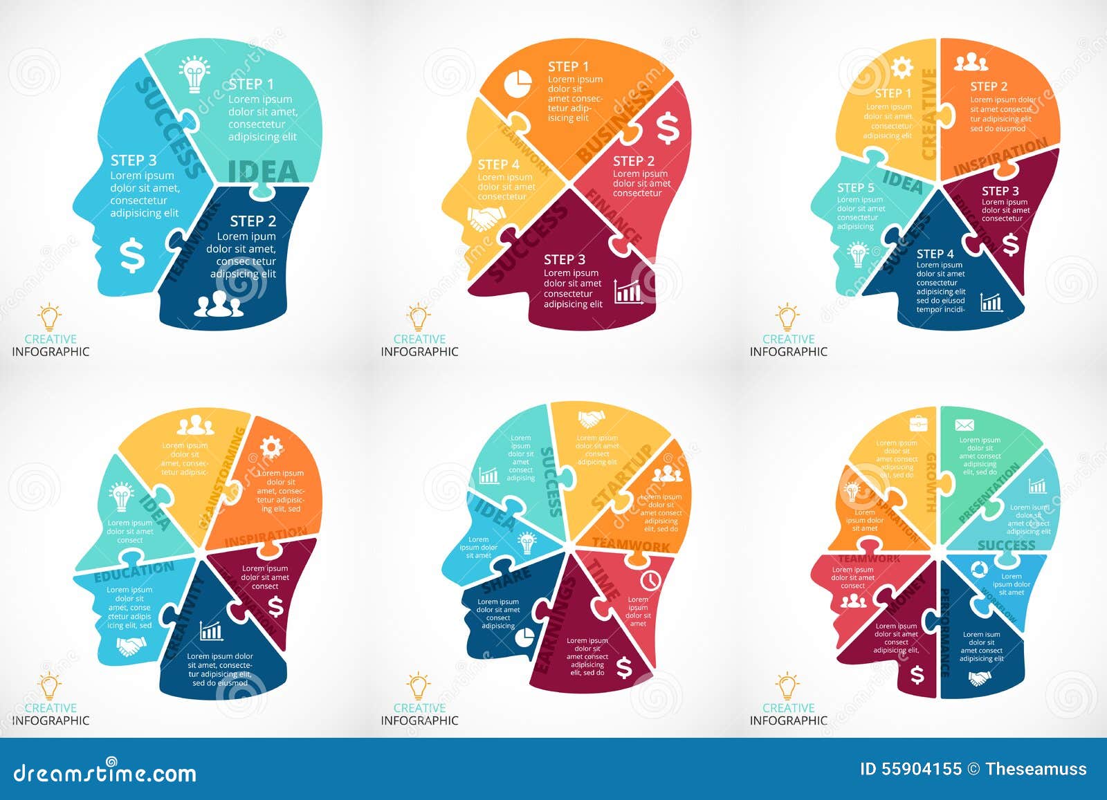 Vector Puzzle Human Face Infographic. Cycle | CartoonDealer.com #55904155
