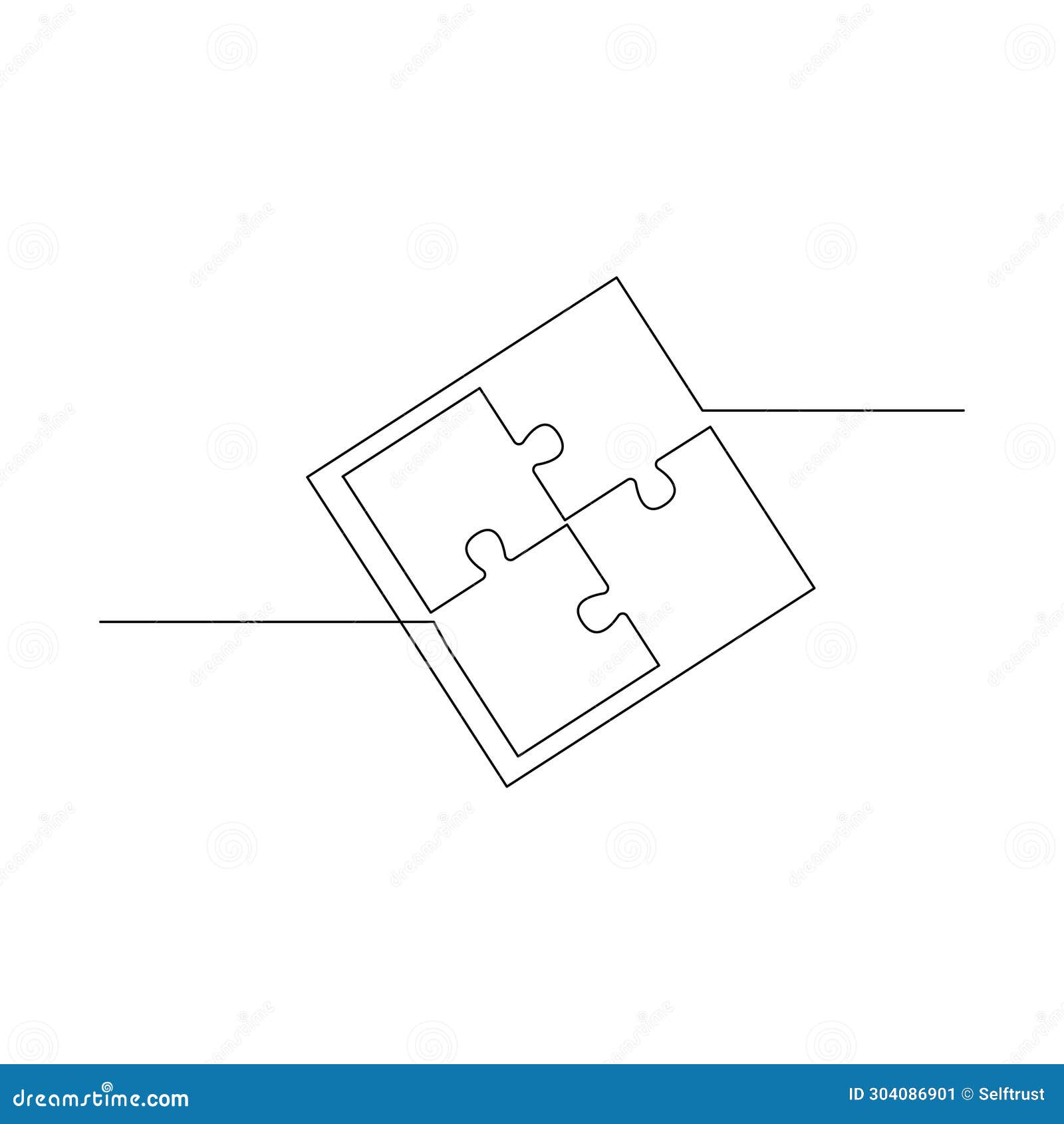 Vector Continuous Line Drawing Transparent Puzzle Isolated on Withe ...