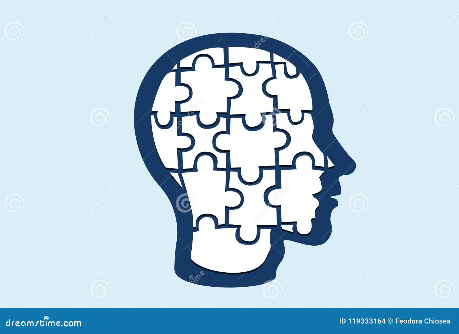 Puzzle Shaped Head Lacking One Piece In One Line Drawing. Concept Of ...