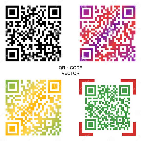 Vector QR Code. a Selection of Multi-colored Codes. Elements for Your ...