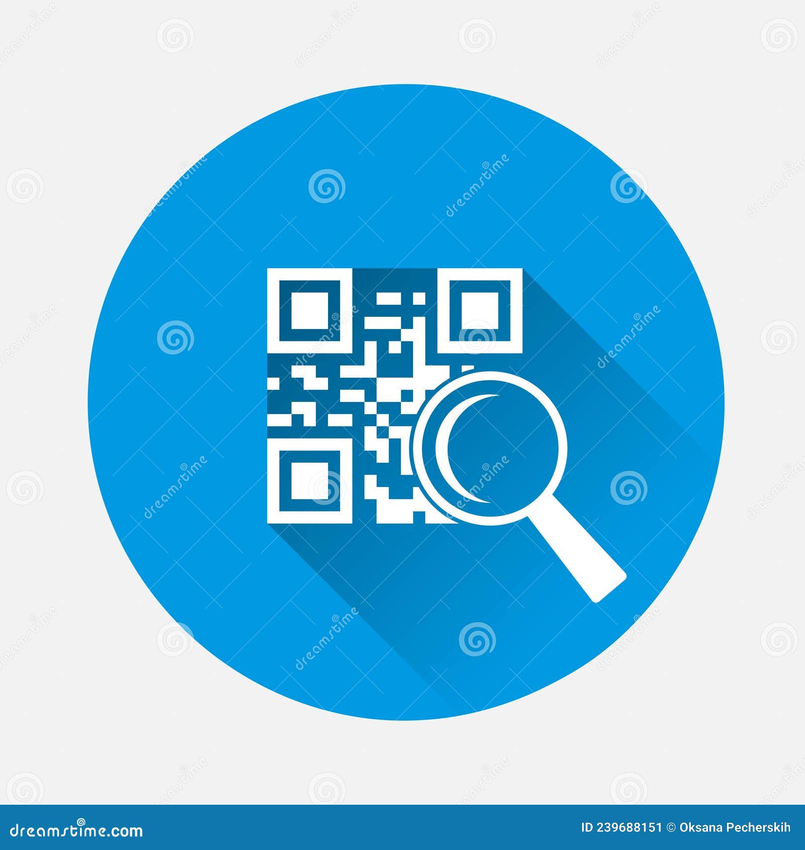 Vector Qrr Code Icon on Blue Background. Flat Image with Long Shadow ...