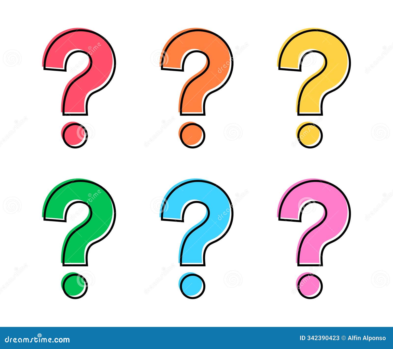 Vector Question Mark with Outline Icon Set in Multiple Color Stock ...