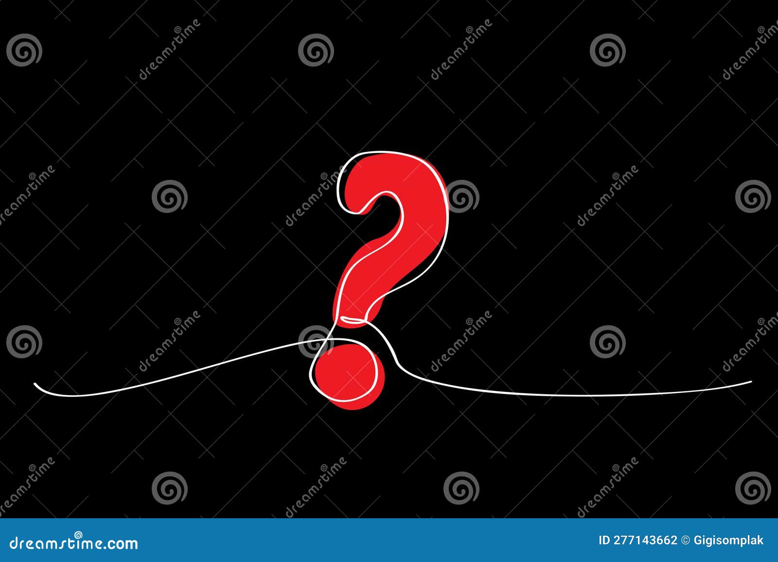 Vector Question Mark, Single or Continuous Line with Copy Negative ...