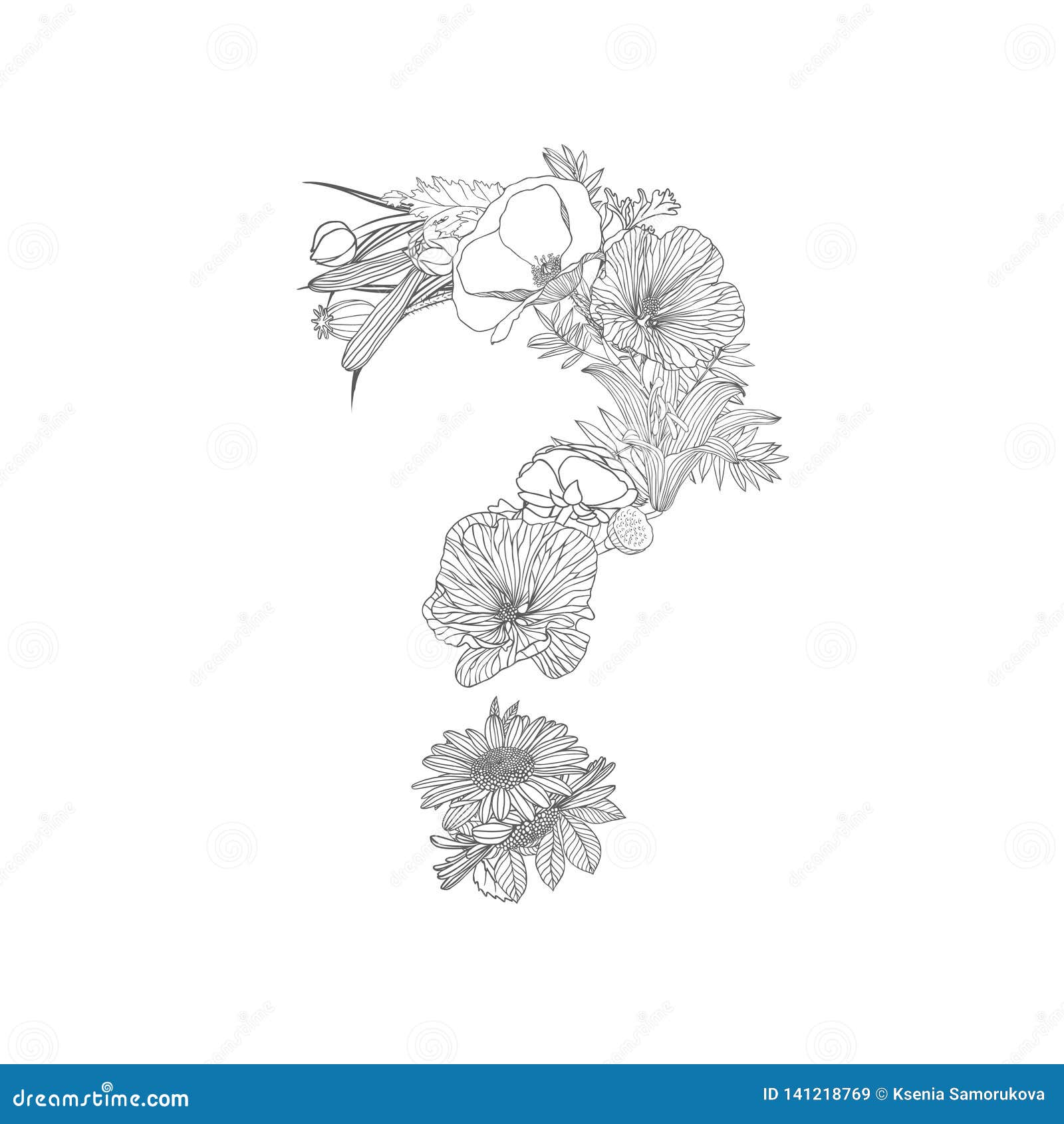 Question Mark Sign of Linear Flowers Stock Vector - Illustration of ...