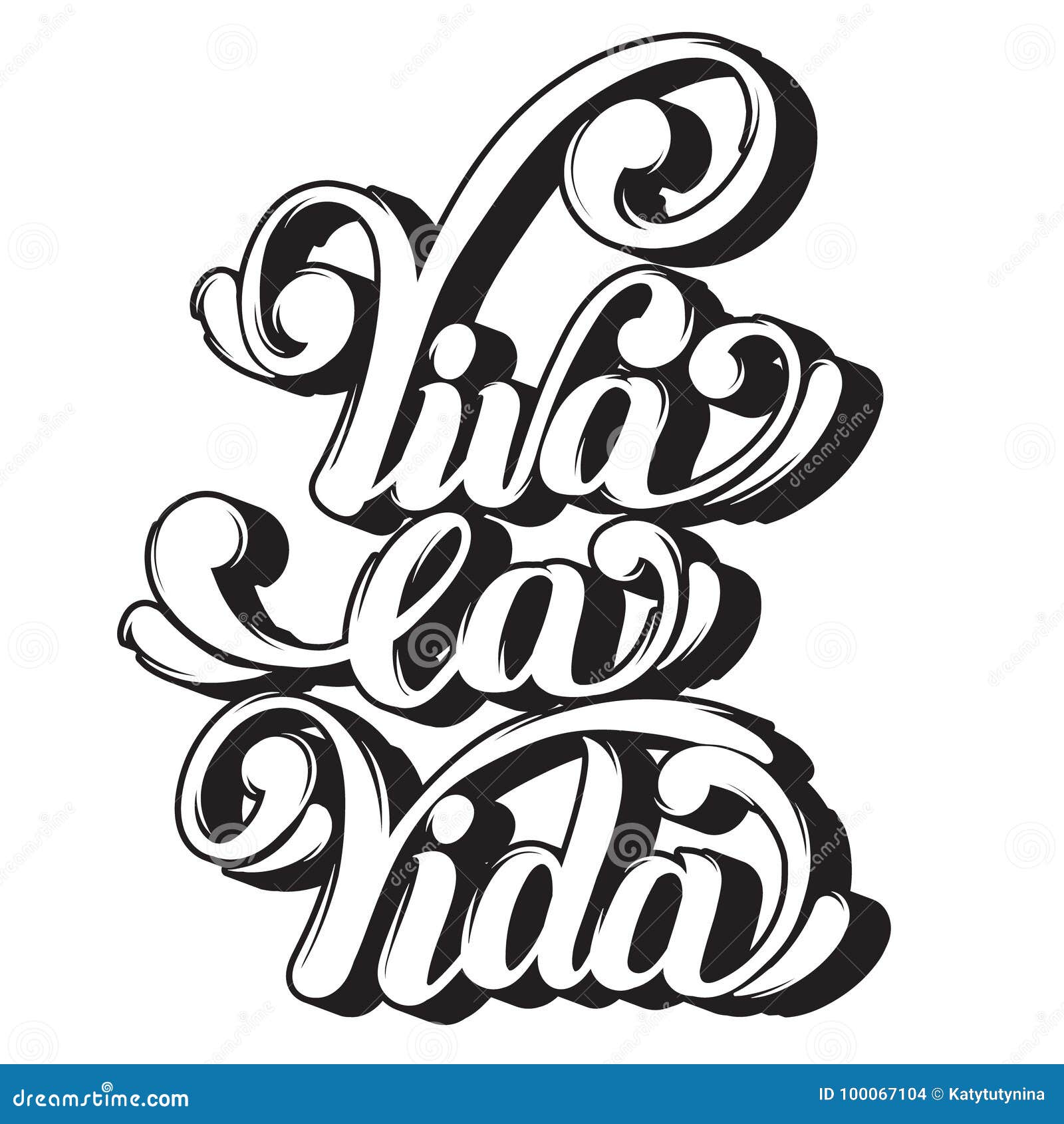 Viva La Vida Motivation Hand Drawn Lettering Background Cartoon Vector ...