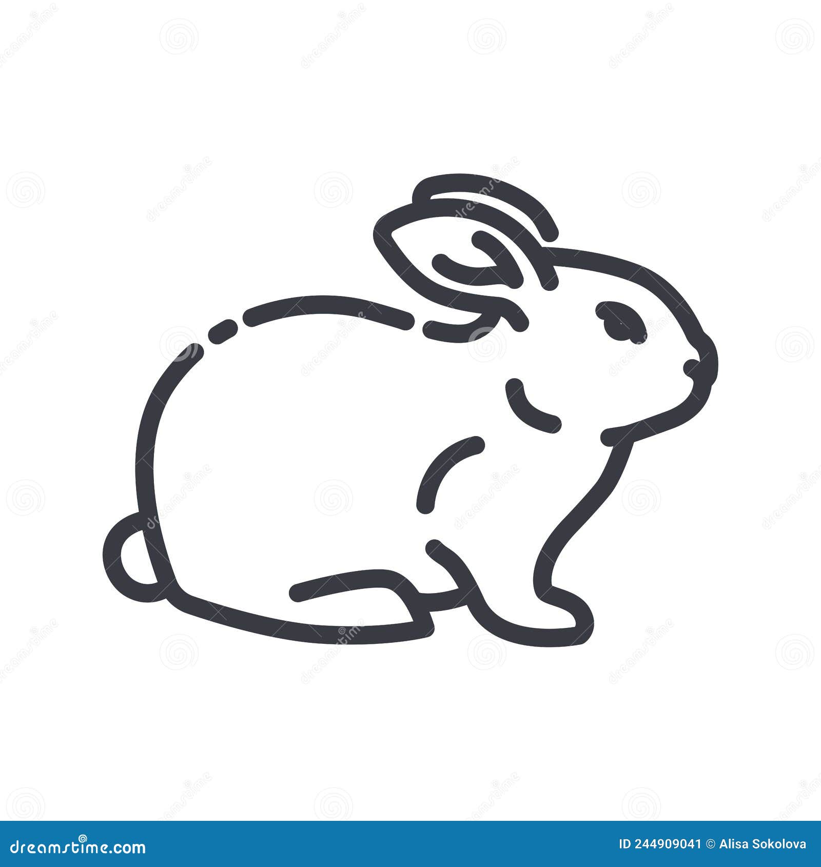 Vector Rabbit Line Icon Isolated on Transparent Background. Stock ...