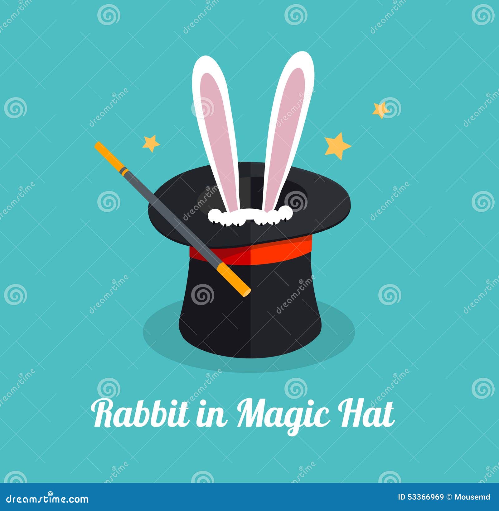 Rabbit In Magic Hat Isolated. White Hare In Magician Hat. Vector ...