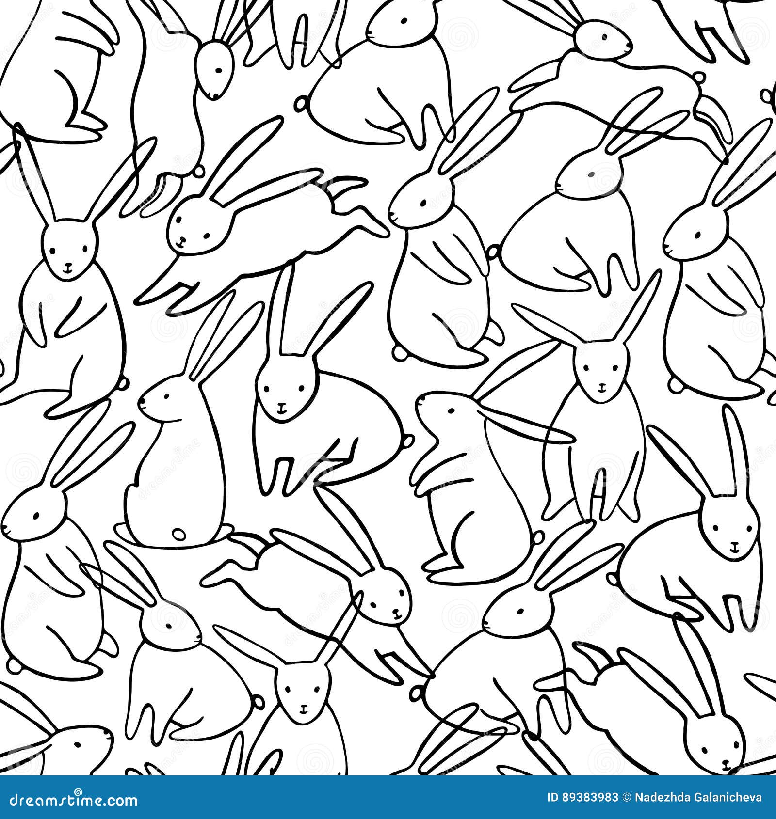 Rabbit Seamless Border Painted. Repeating Horizontal Pattern With ...