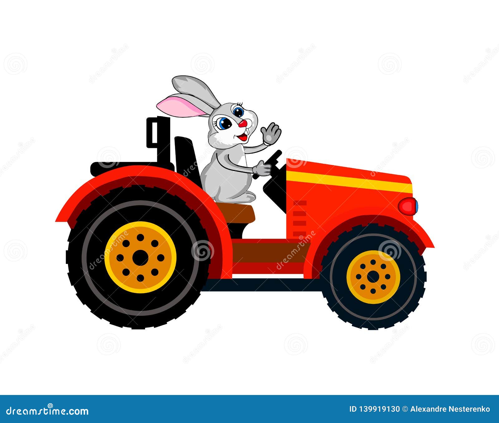 Vector.rabbit on a tractor stock vector. Illustration of design - 139919130
