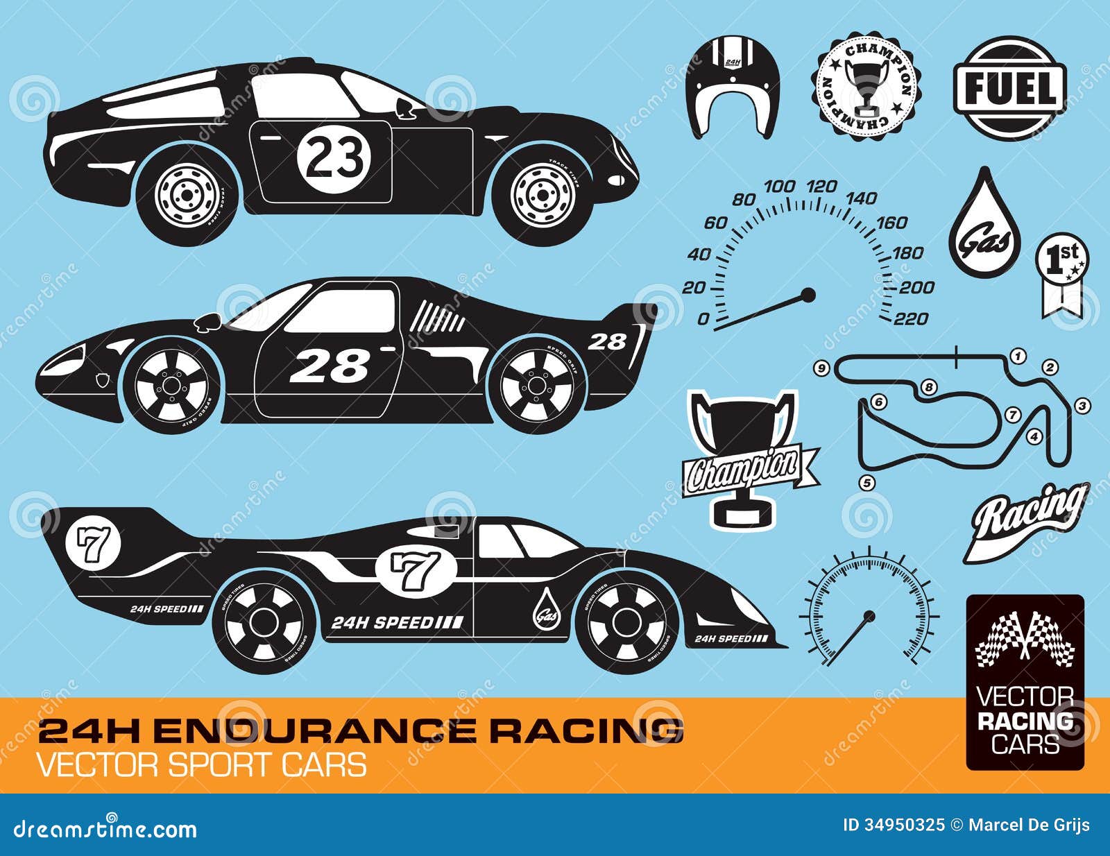 Vector race cars stock illustration. Illustration of view - 34950325