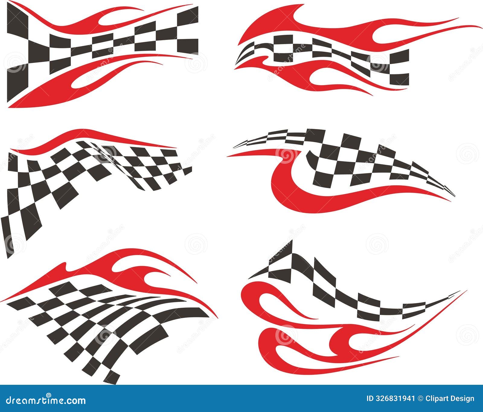 Vector Racing Flame Designs with Checkered Flags Stock Illustration ...