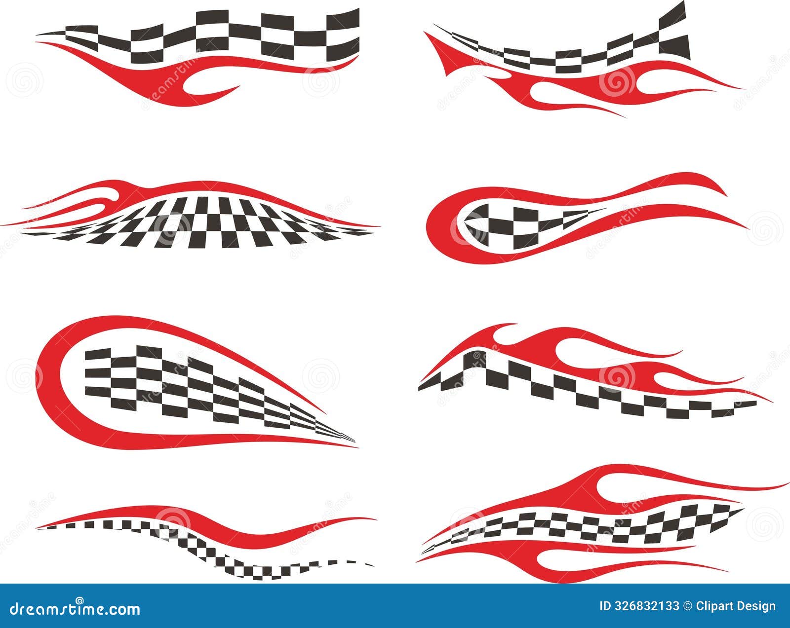 Vector Racing Flame Designs with Checkered Flags Stock Illustration ...