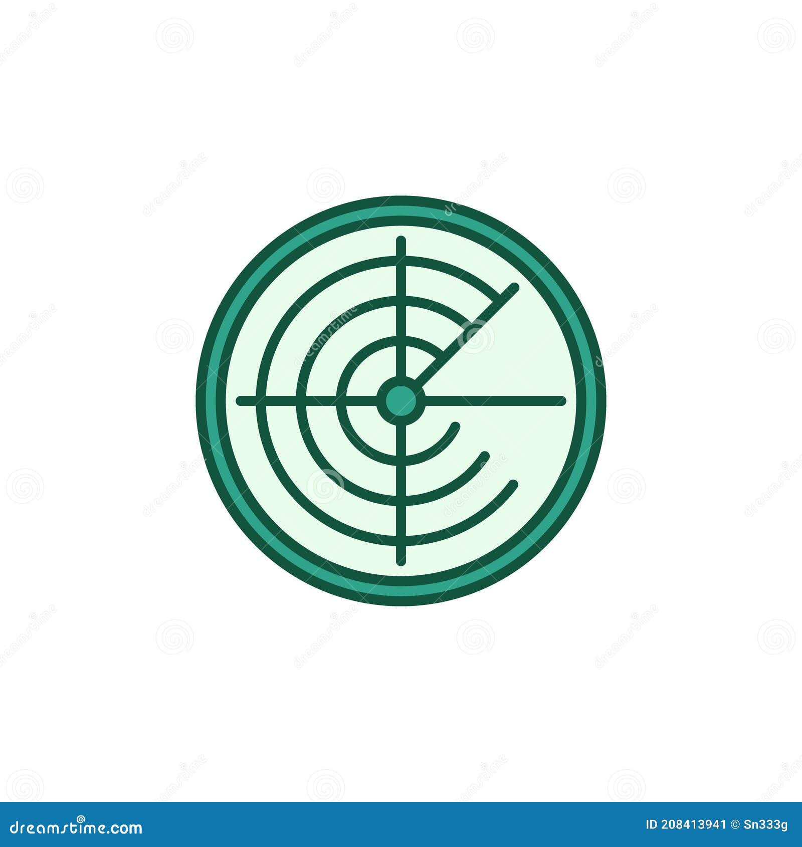 Vector Radar Display Concept Round Green Icon Stock Vector ...