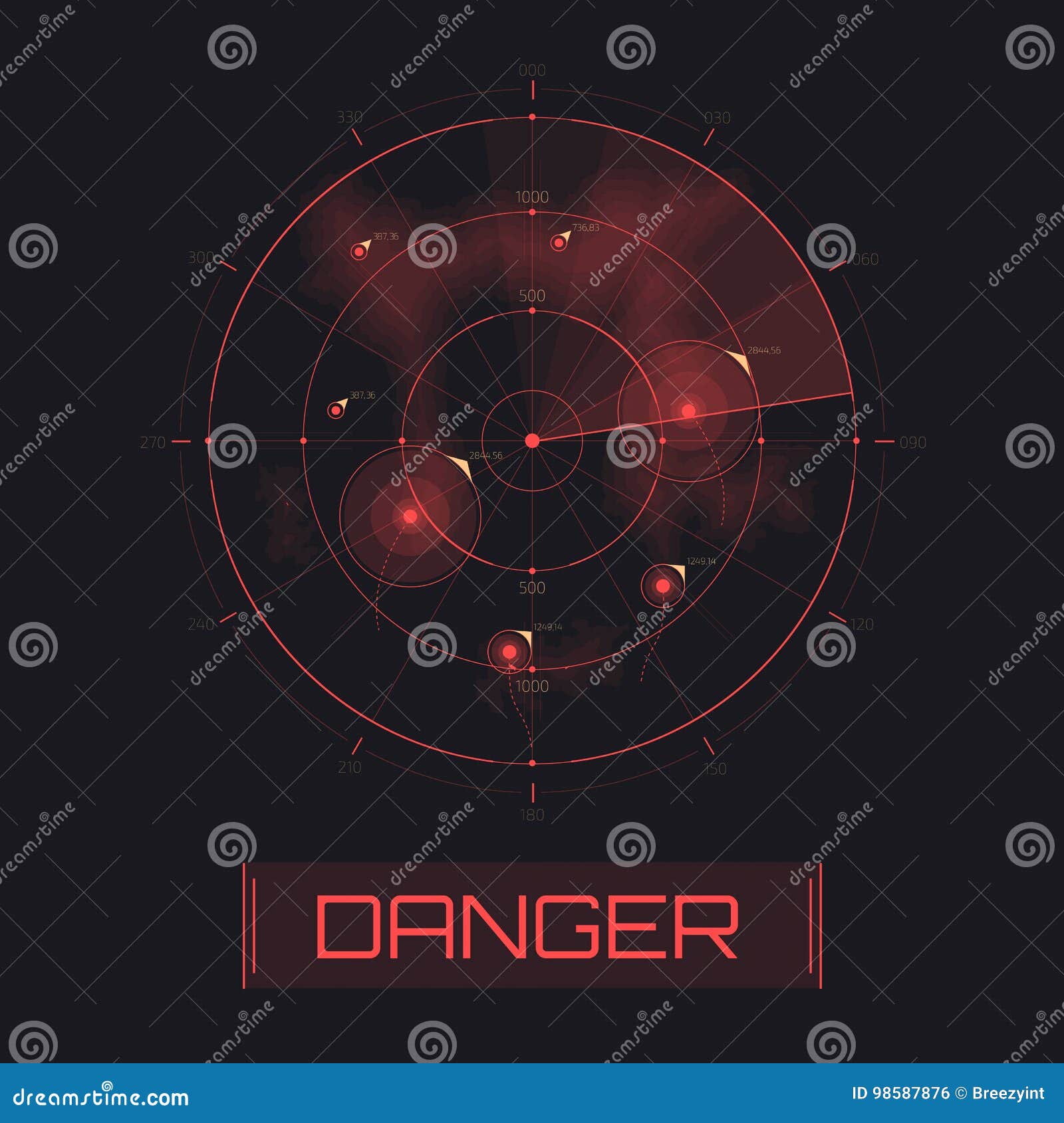 Vector Radar Screen, Futuristic HUD Radar Display. Stock Vector ...
