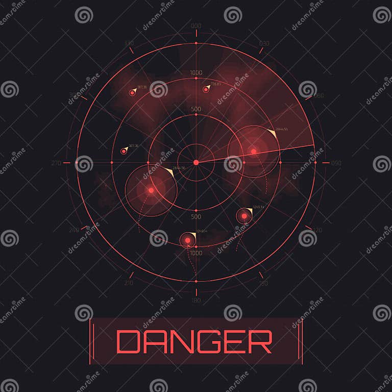 Vector Radar Screen, Futuristic HUD Radar Display. Stock Vector ...