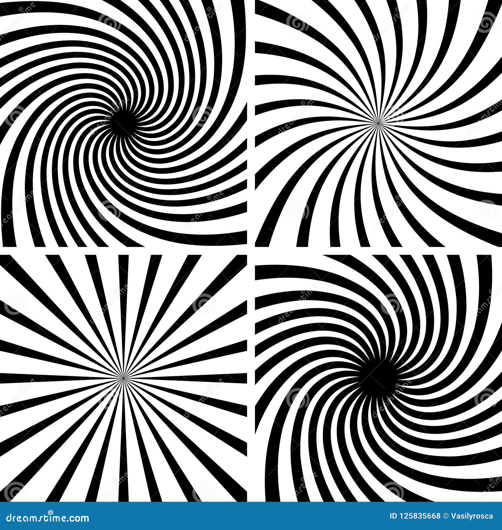 Vector Radial Spiral Vortex Swirl, Comic Stripes Twist Hypnosis Spiral ...