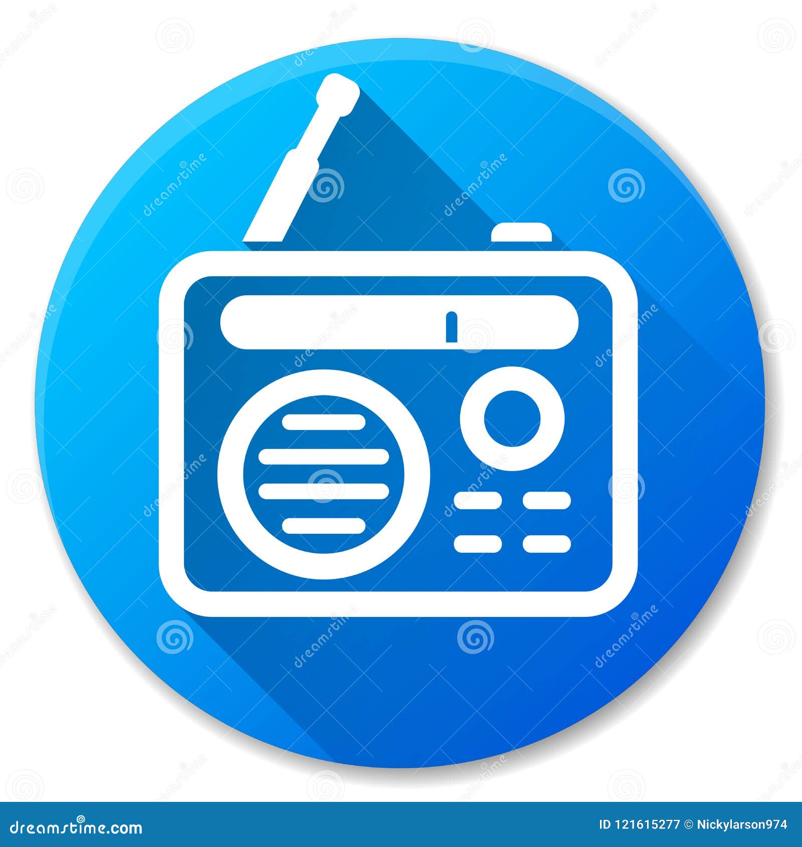 Vector Radio Blue Circle Icon Stock Vector - Illustration of retro ...
