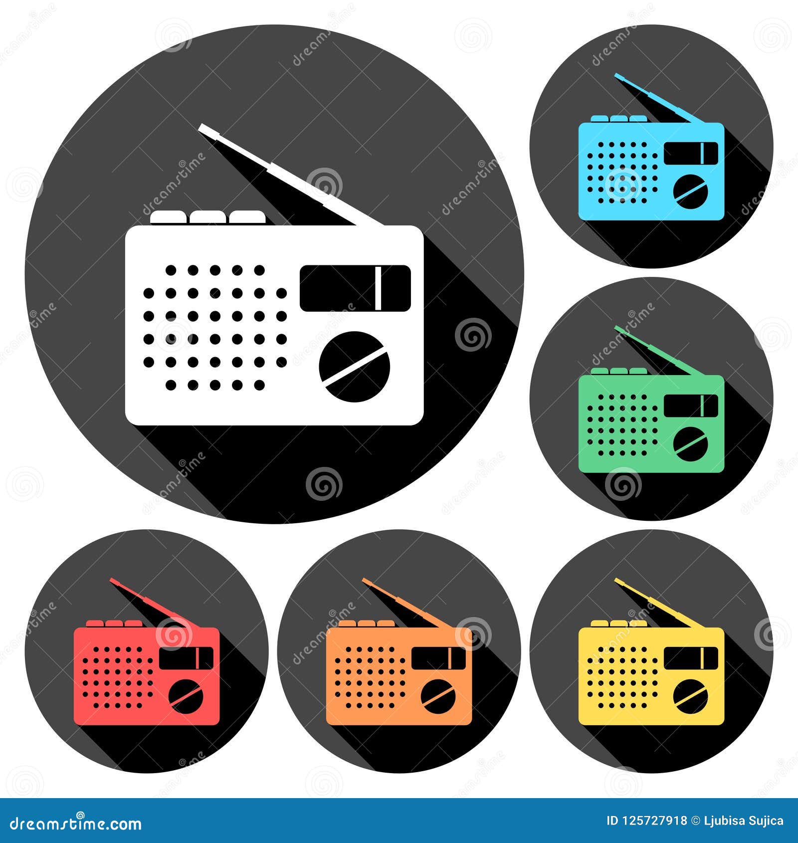 Vector radio icon set stock vector. Illustration of objects - 125727918