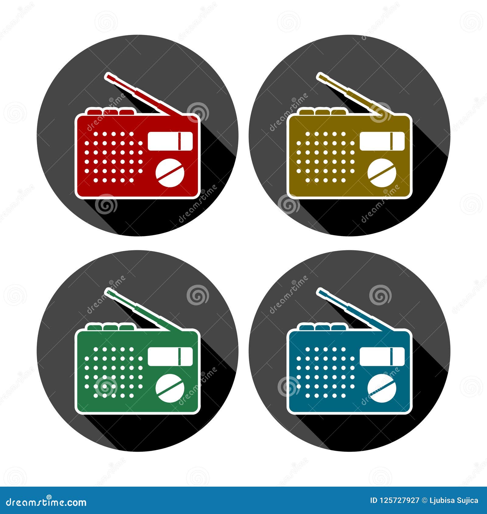 Vector radio icon set stock vector. Illustration of radio - 125727927