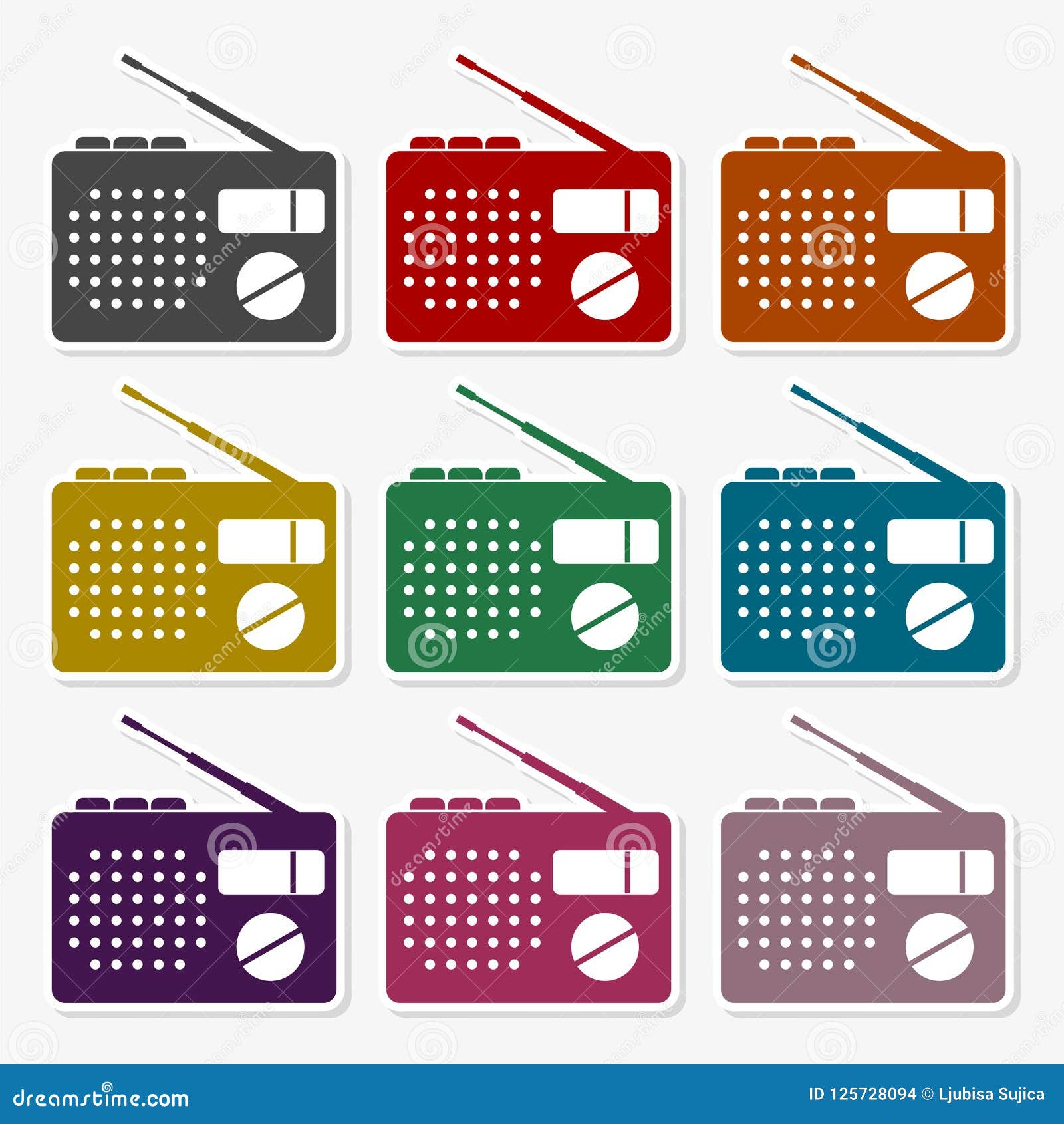 Vector radio icon set stock vector. Illustration of audio - 125728094
